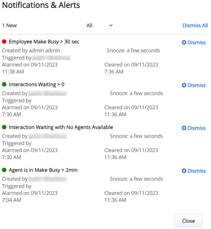 Alert Bell and Alert Notification