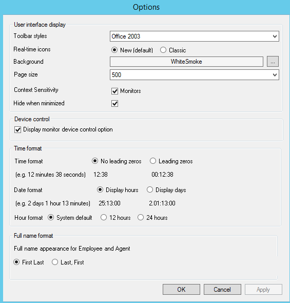 Configuring Contact Center Client options