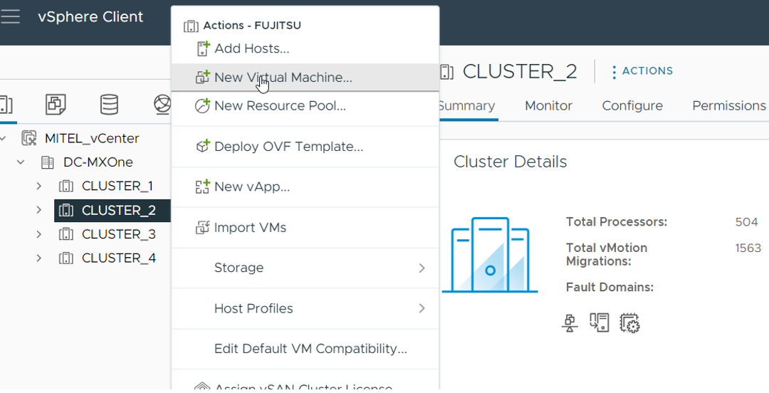 Creating VM in a VMware vCenter Cluster