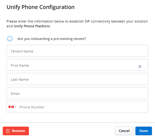 Enabling the Unify Phone integration in a customer account