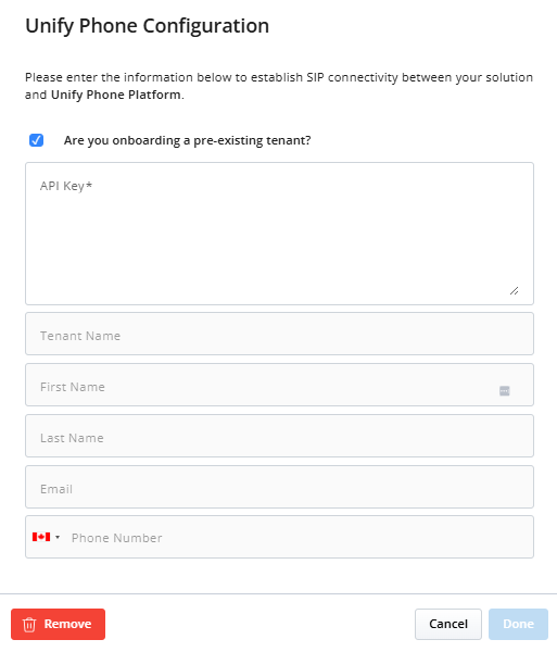 Enabling the Unify Phone integration in a customer account